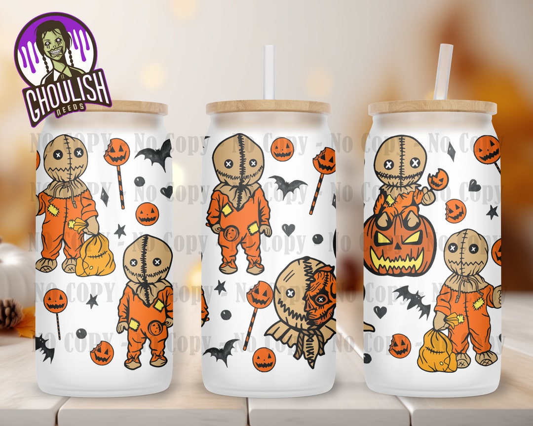 Sammy Halloween 16oz Libbey Frosted Glass Horror Fans Drinkware Trendy ...