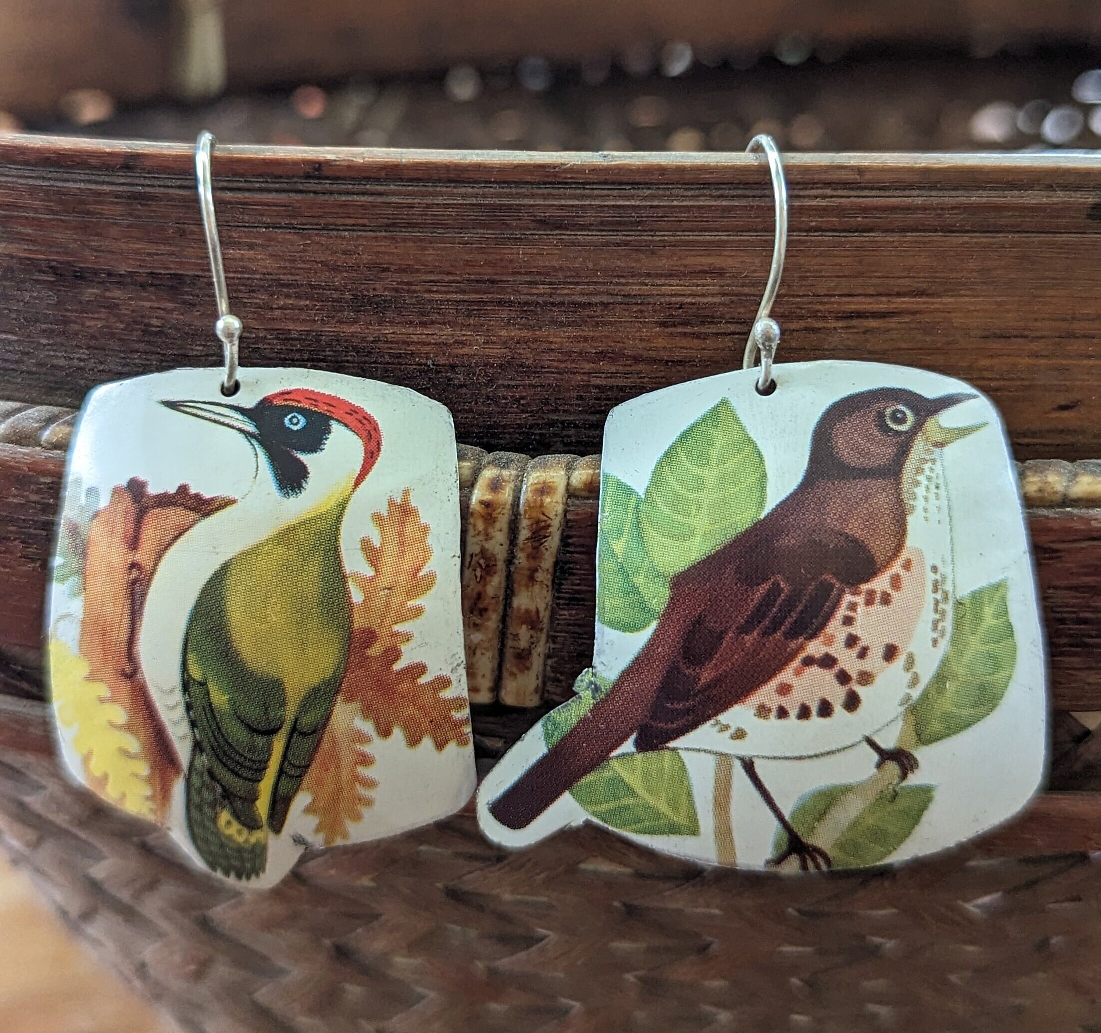 Upcycled Vintage Tin Bird Earrings - Etsy