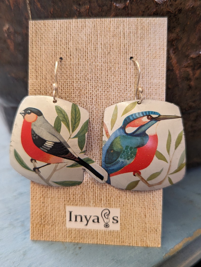 Upcycled Vintage Tin Bird Earrings - Etsy