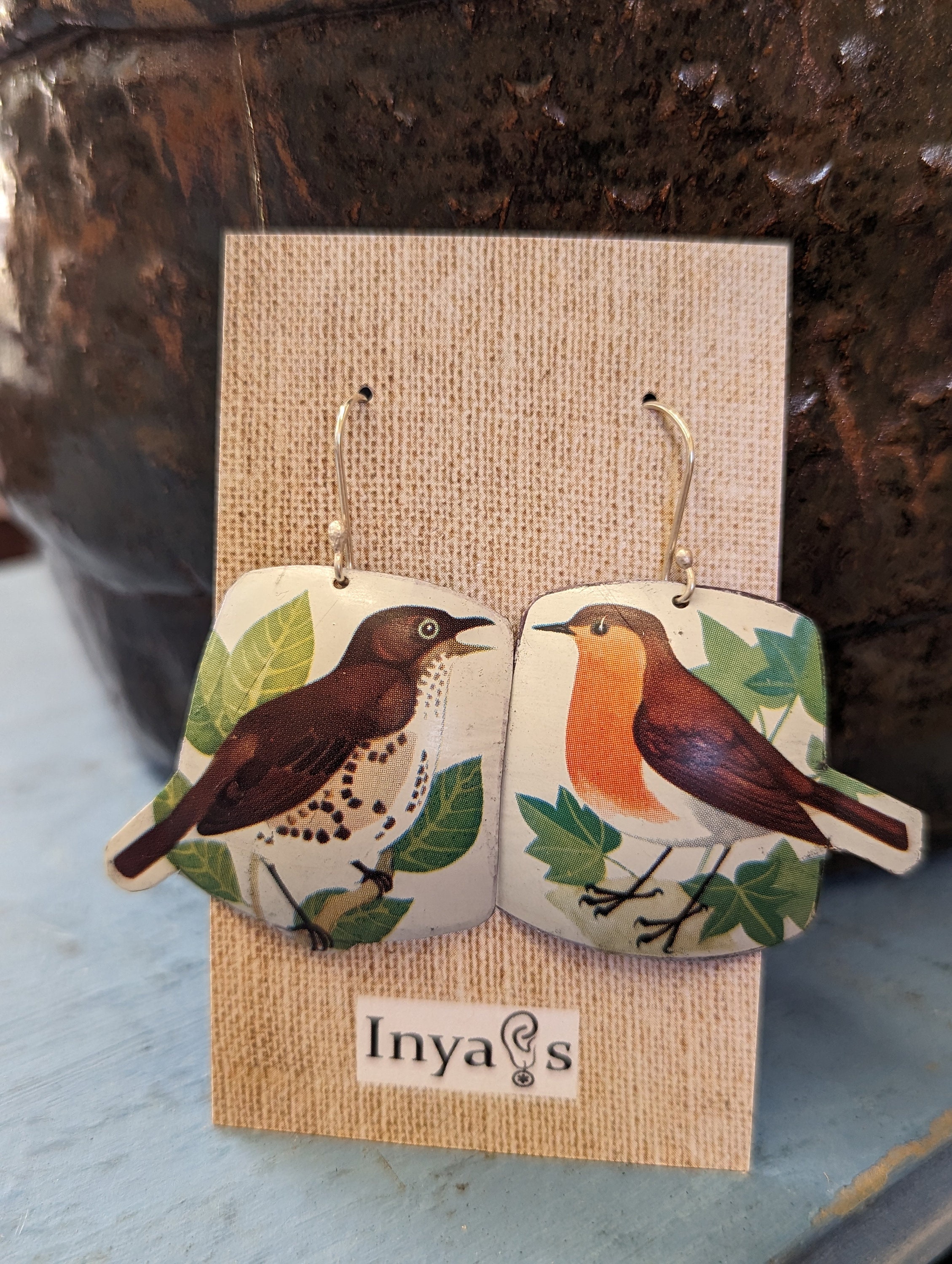 Upcycled Vintage Tin Bird Earrings - Etsy