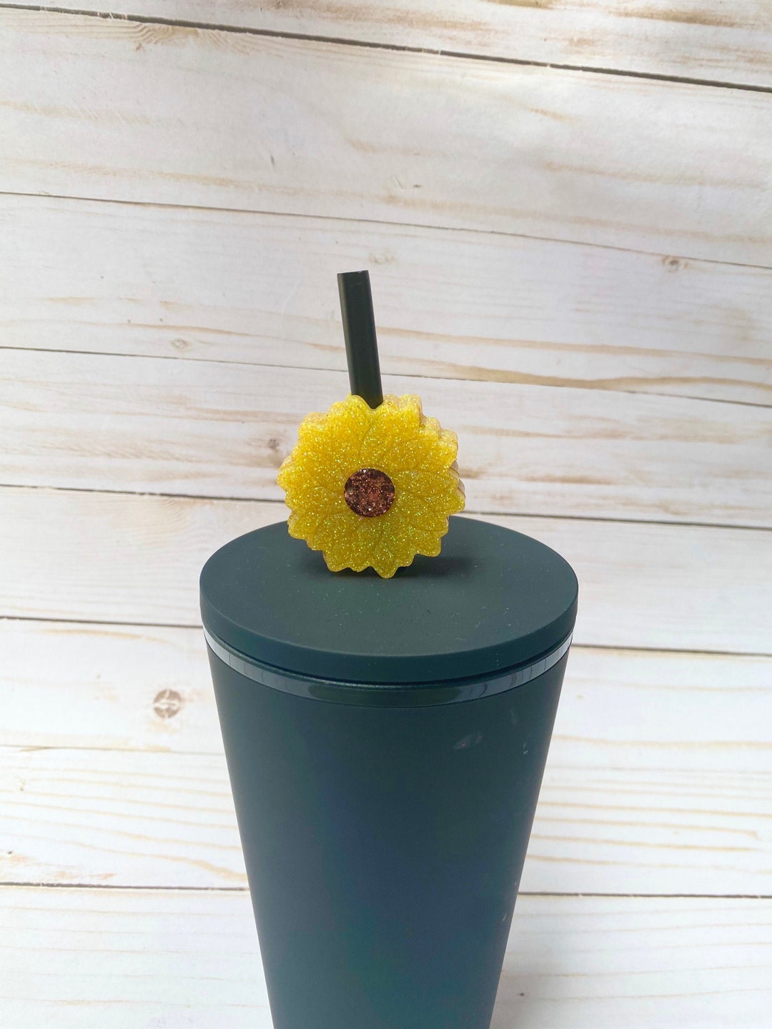 Sunflower Straw Topper, Flower Straw Topper, Tumbler Accessory, Custom ...