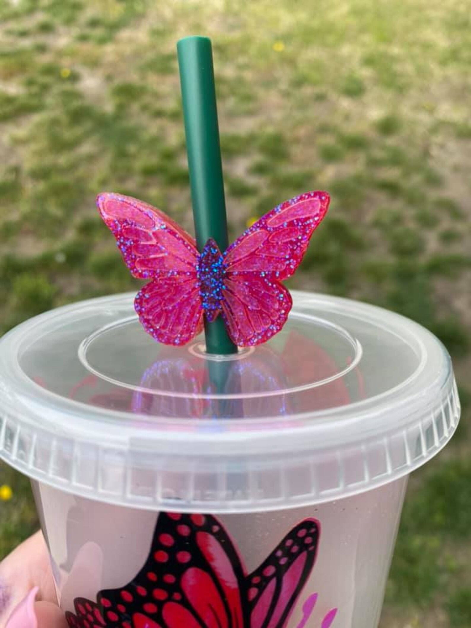 Butterfly tumbler, custom butterfly cup, butterfly straw topper ...