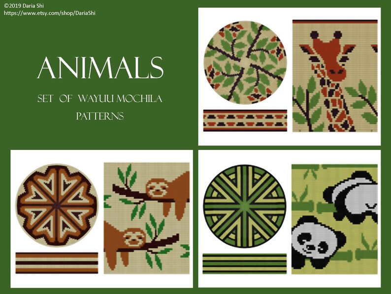 PATTERN: ANIMALS Set of wayuu mochila patterns wayuu bag | Etsy