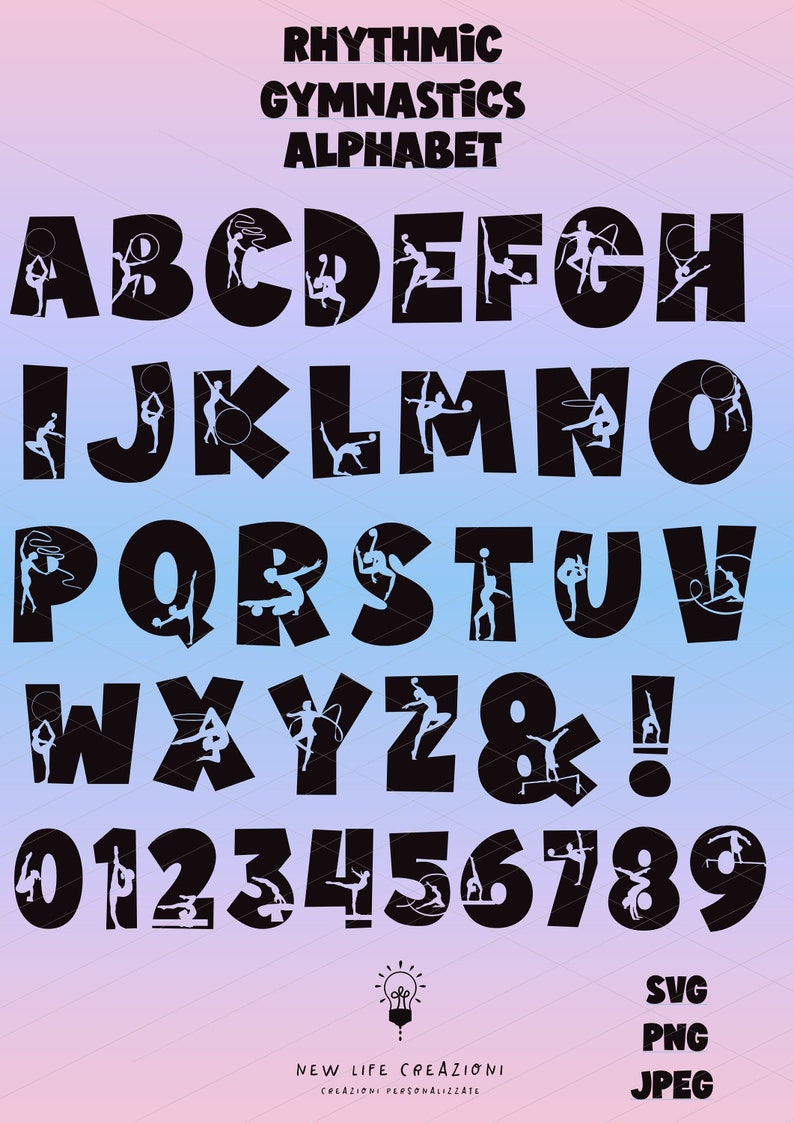 SVG Gymnast Alphabet File. Instant Download. Rhythmic Gymnastic SVG ...