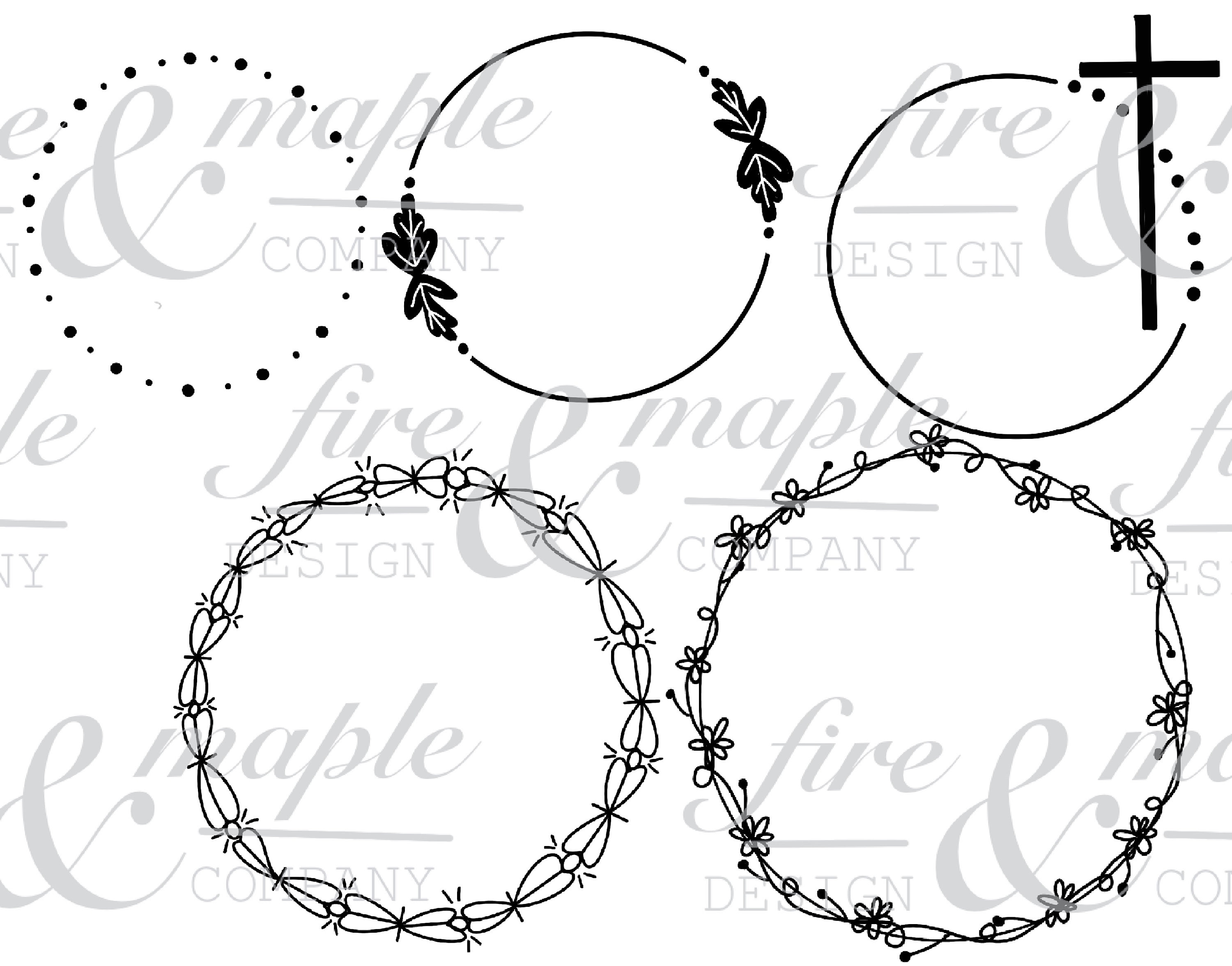 Five Circle Border PNG Files for Cricut Projects - Etsy