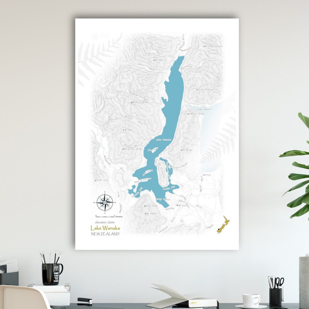 Lake Wanaka Decorative Map - Etsy