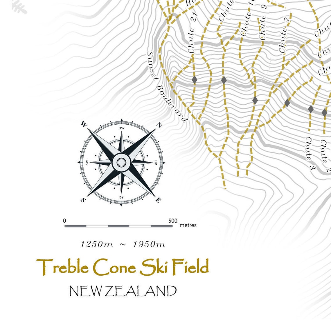 Treble Cone Ski & Snowboard Area Decorative Map - Etsy Sweden