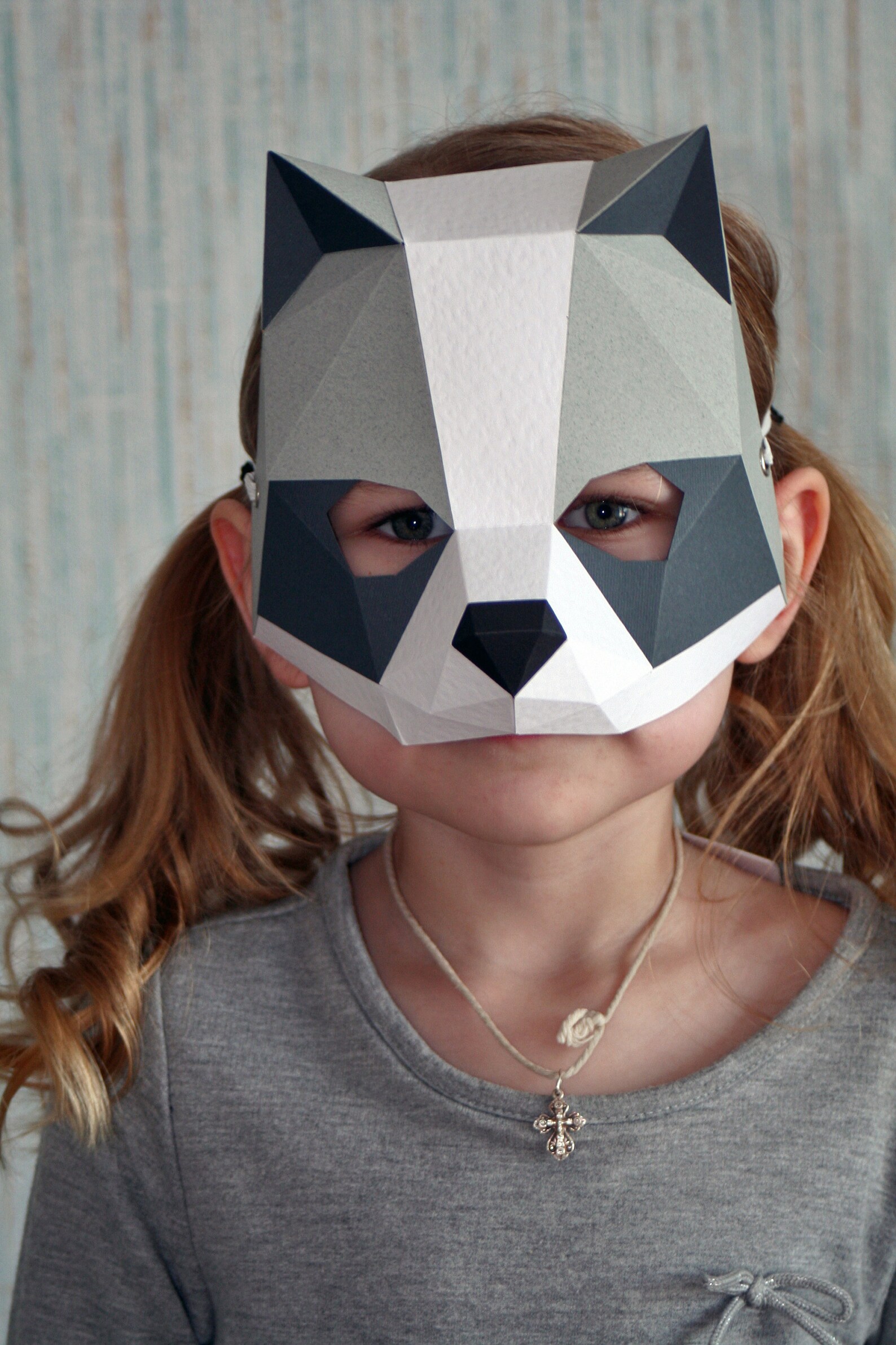 Papercraft Raccoon Half Mask Animal 3D Low Poly Paper - Etsy