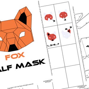Papercraft Fox Half Mask: 3D Low Poly DIY Sculpture (PDF Pattern) - Etsy