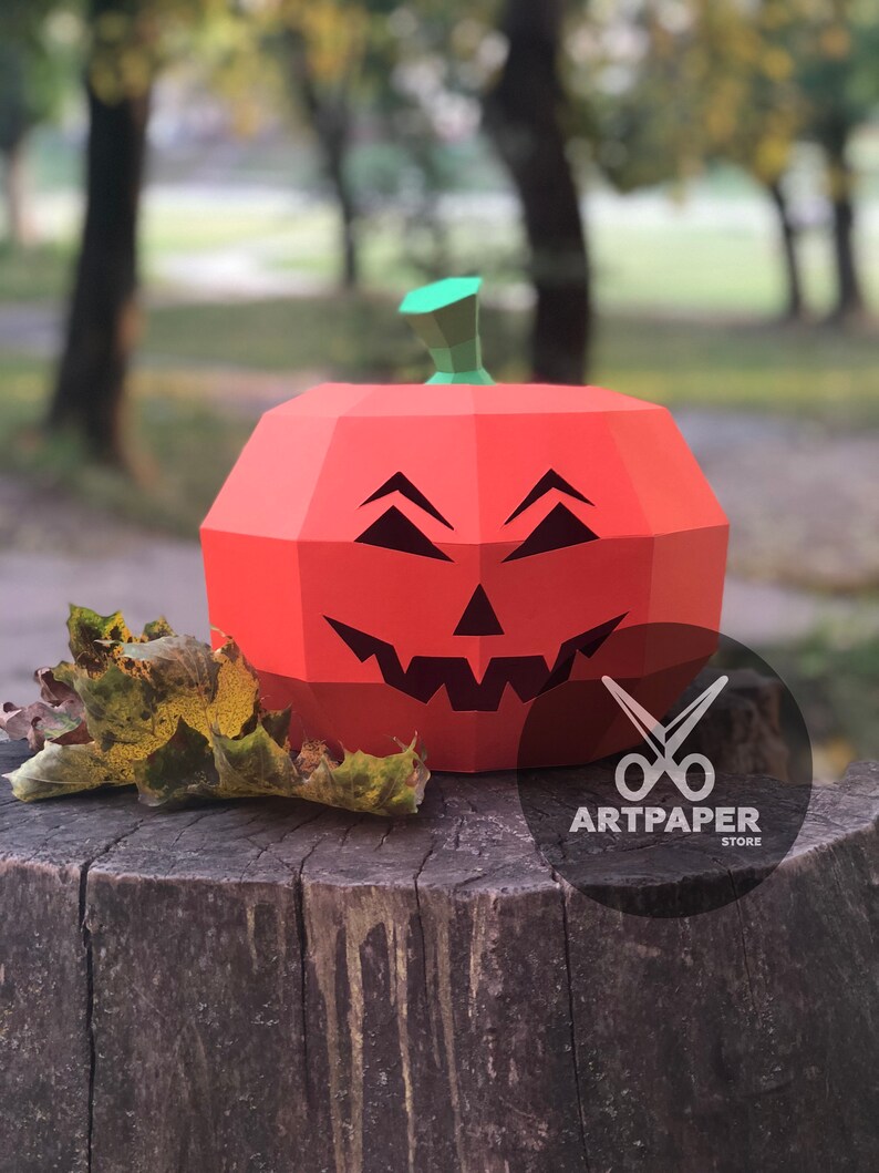 Papercraft 3D Halloween PUMPKINS Set Template Pattern Low Poly | Etsy