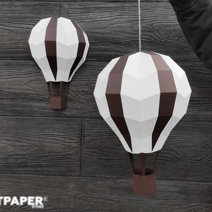 3D Hot Air Balloon Papercraft: Low Poly Wall Decor (PDF, SVG, DXF) - Etsy
