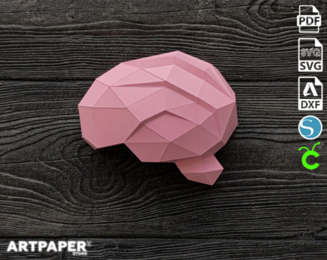 Papercraft Human Brain Trophy Valentines Day 3D Low Poly Paper ...