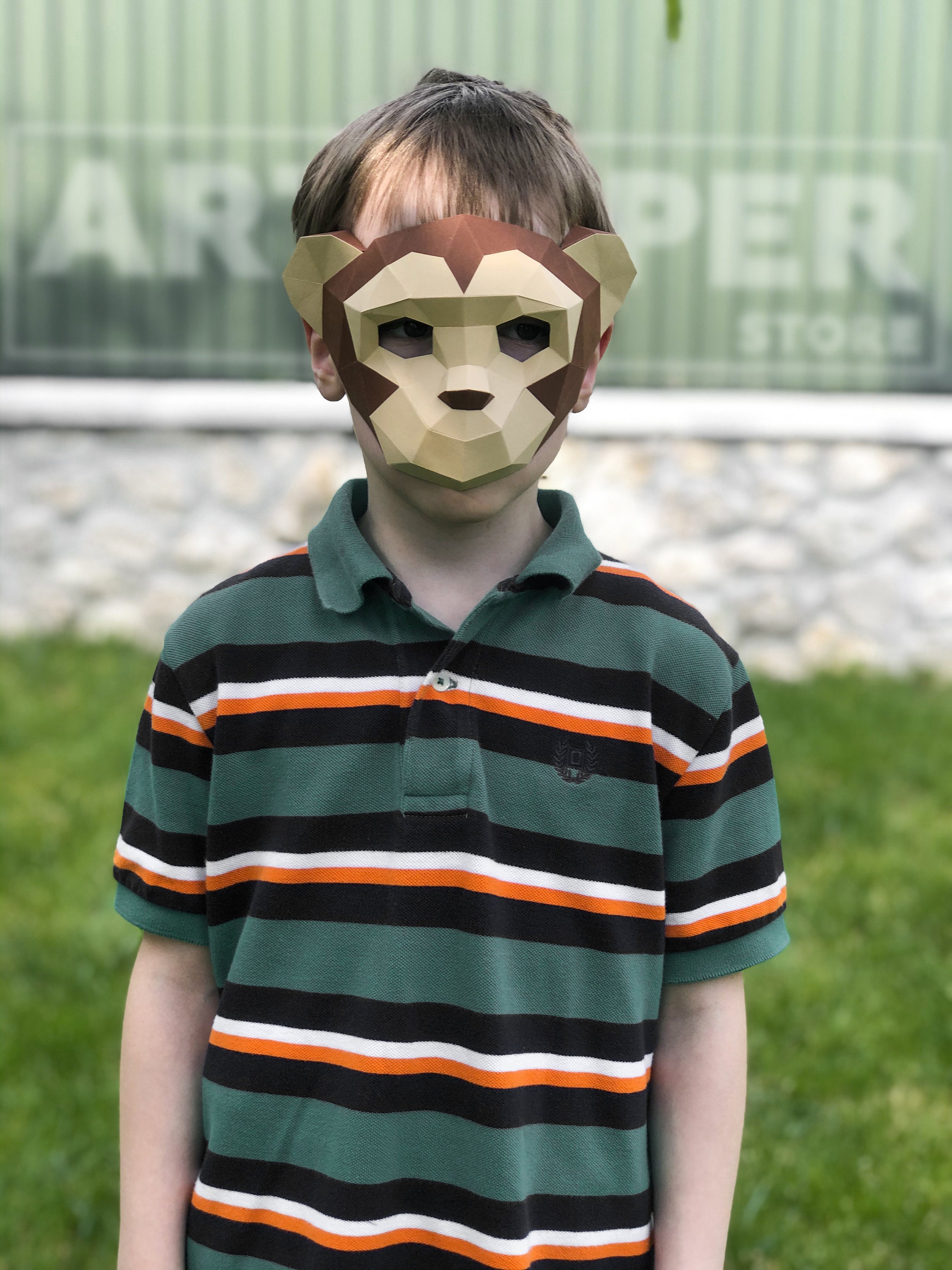 3D Papercraft Monkey Mask: DIY Low Poly Cosplay (PDF Pattern) - Etsy