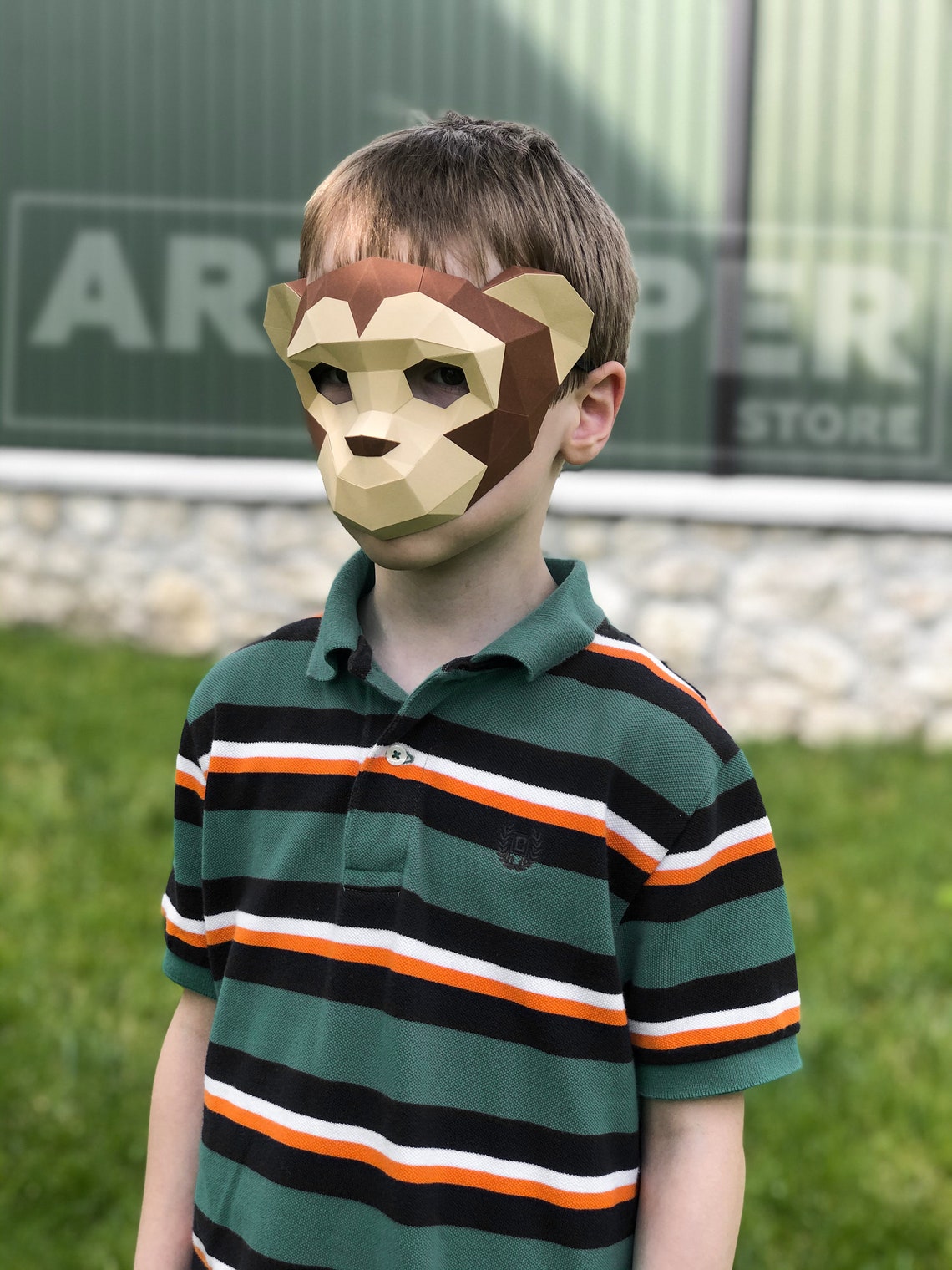 Papercraft MONKEY APE Mask Animal 3D Low Poly Paper Mask DIY | Etsy