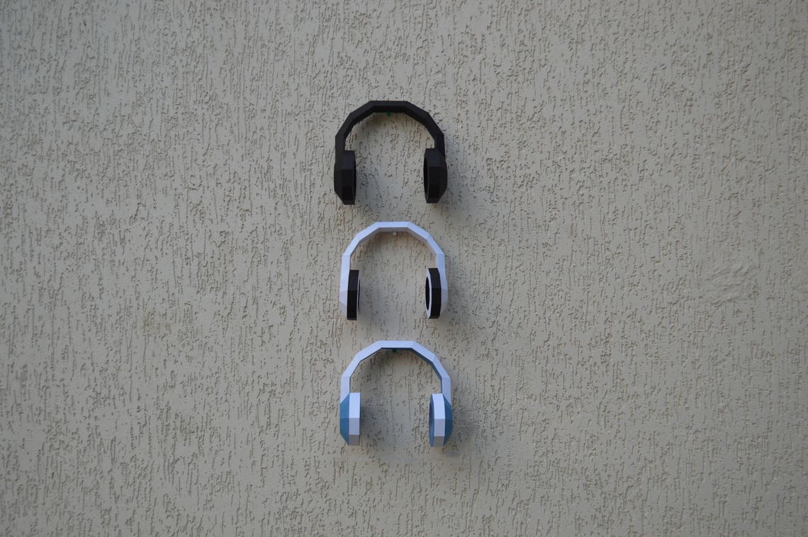 Papercraft Headphones Gadget 3D Low Poly Paper Sculpture DIY - Etsy