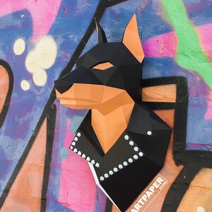 Papercraft 3D Doberman Dog Biker Template Pattern Low Poly Pepakura ...