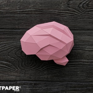 Papercraft Human Brain Trophy – 3D Low Poly Sculpture, Digital PDF ...