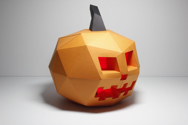 Pumpkin 3D Papercraft PDF Template DIY Low Poly Halloween - Etsy