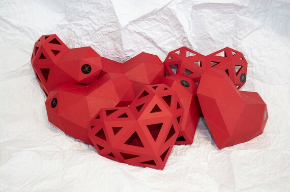 Papercraft Hanging Heart Valentines Day 3D Low Poly Paper | Etsy