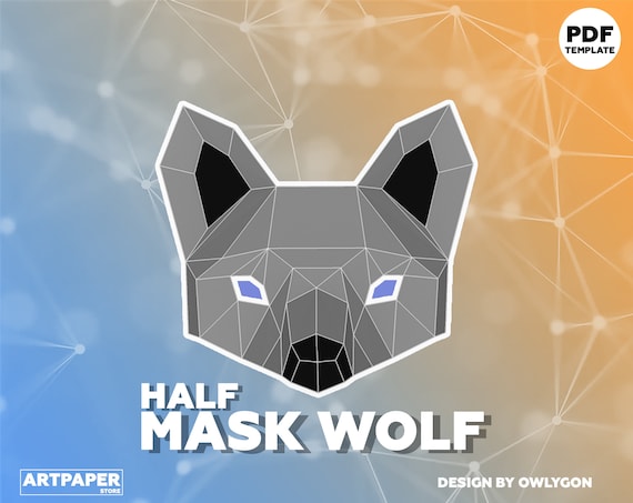 Papercraft Wolf Half Mask Animal 3D Low Poly Paper Sculpture | Etsy