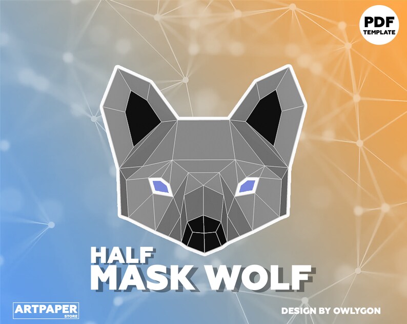 Papercraft Wolf Half Mask Animal 3D Low Poly Paper Sculpture | Etsy