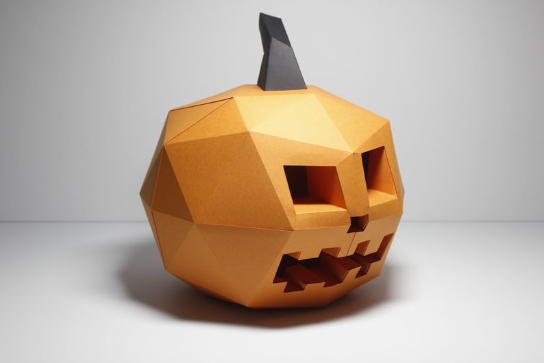 Pumpkin 3D Papercraft PDF Template DIY Low Poly Halloween - Etsy