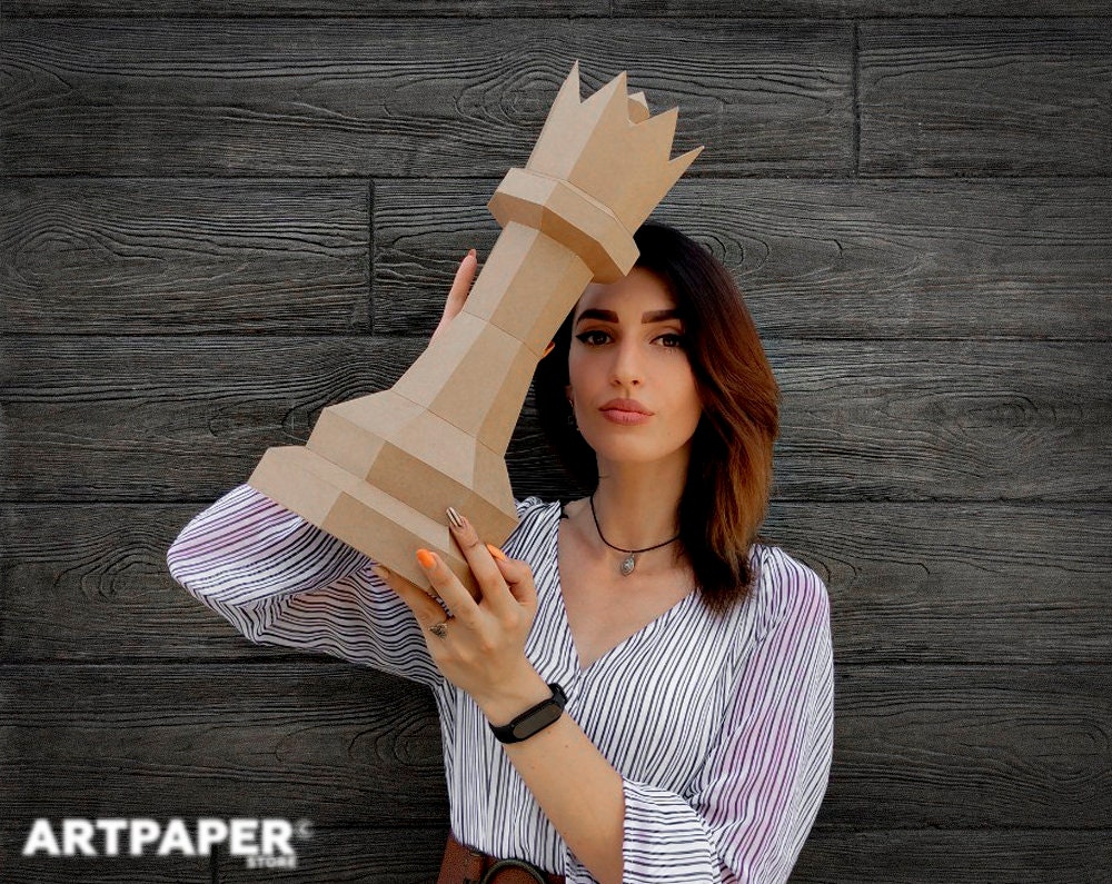 Papercraft Chess Pawn Knight Rook Template Paper Chess 3D Low - Etsy
