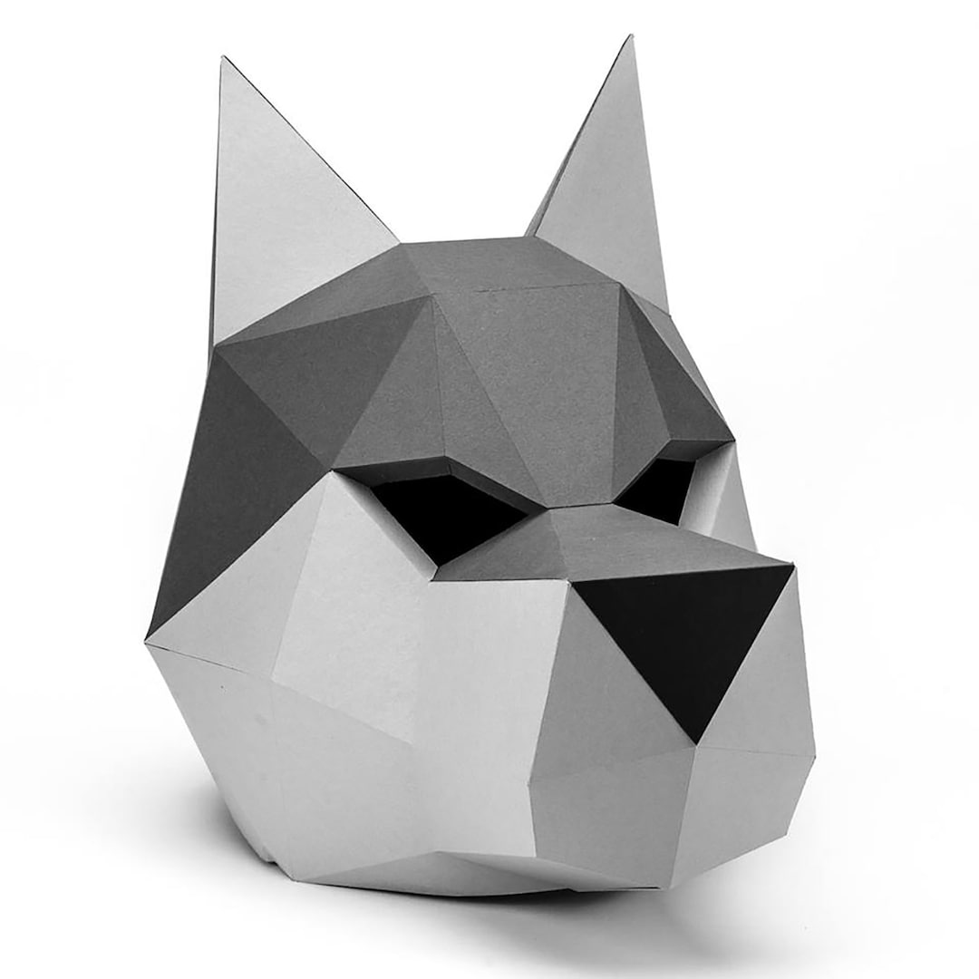 Papercraft Wolf Mask Animal 3D Low Poly Paper Sculpture DIY Gift Wall ...