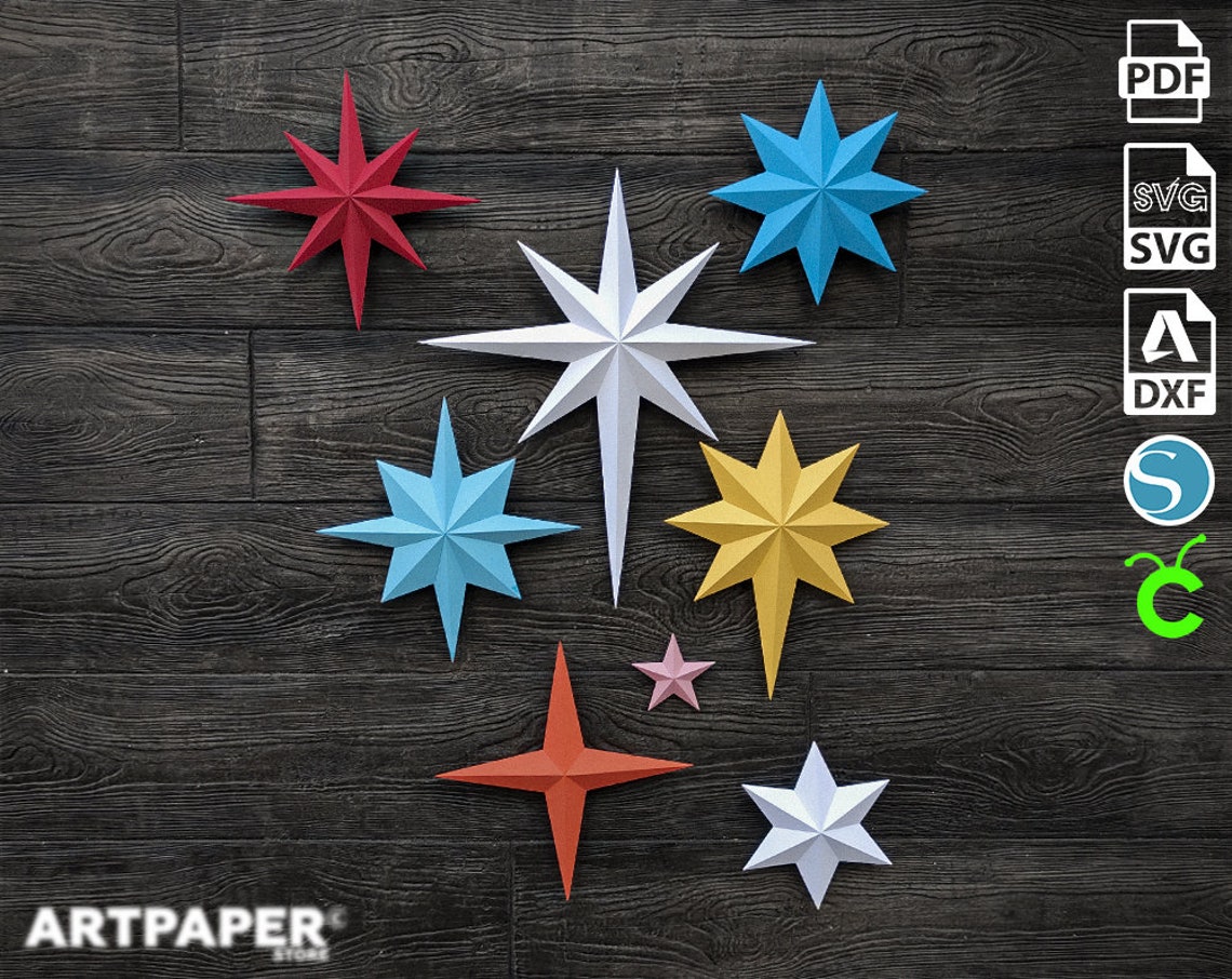 Papercraft Stars Christmas Stars Low Poly Stars Papercraft - Etsy