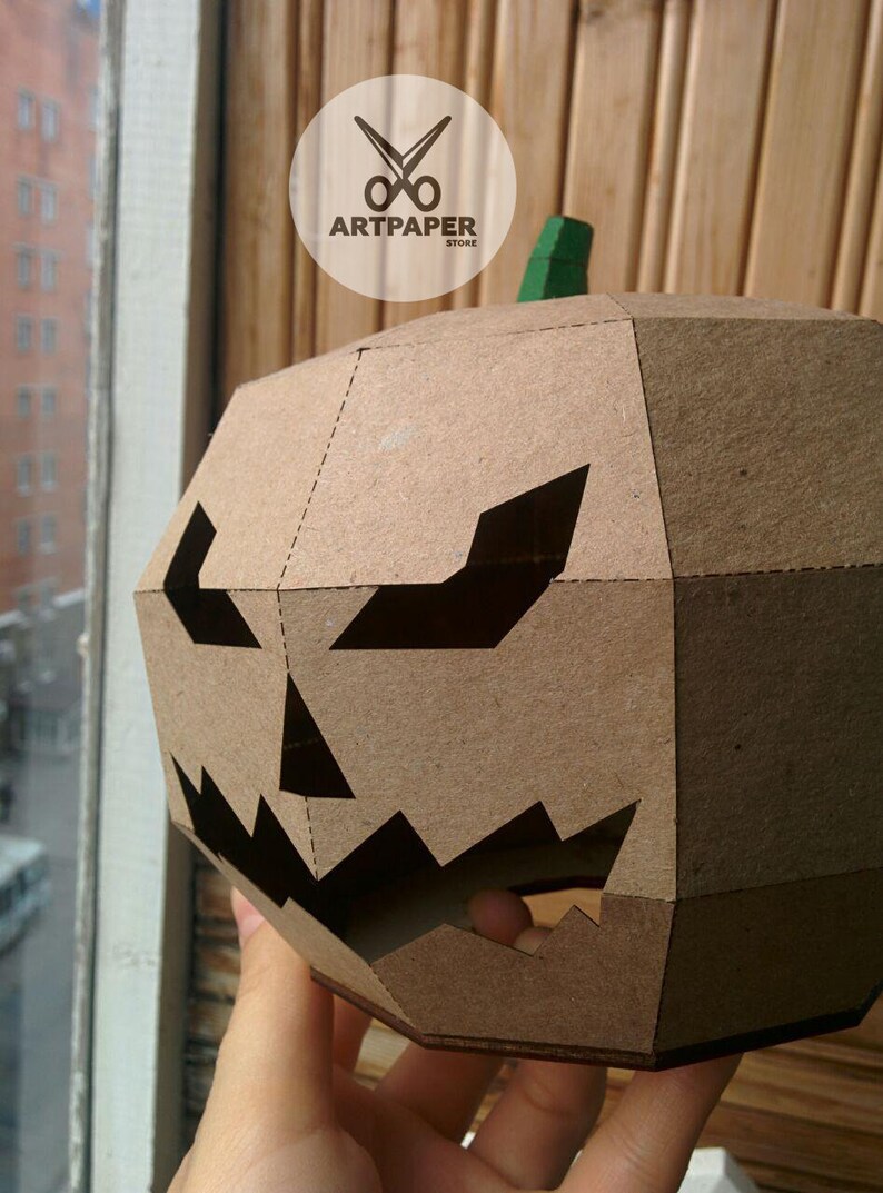 Papercraft 3D Halloween PUMPKINS Set Template Pattern Low Poly | Etsy