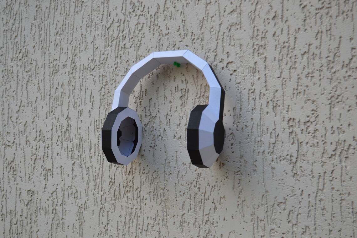 Papercraft Headphones Gadget 3D Low Poly Paper Sculpture DIY - Etsy
