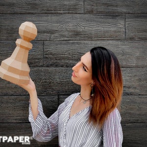 Papercraft Chess Pawn Template Paper Chess 3D Low Poly Paper Sculpture ...