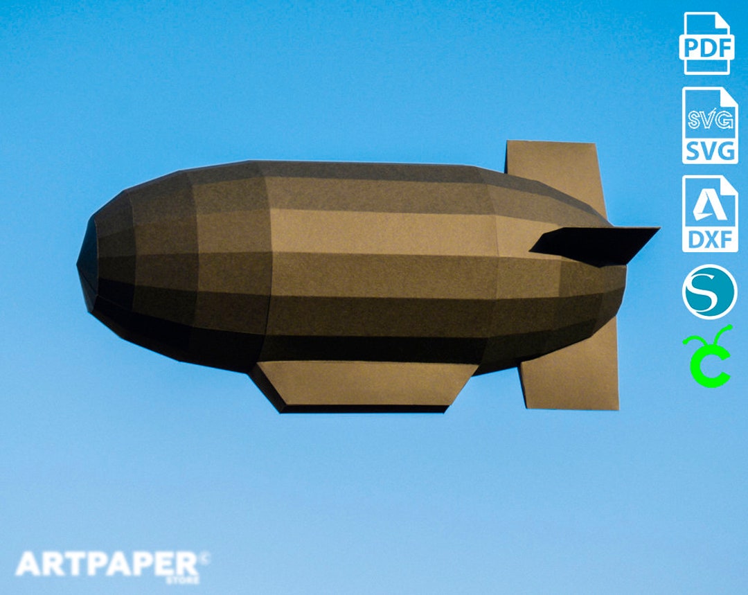 Papercraft Airship Airplane 3D Low Poly Paper Sculpture DIY Gift Wall ...