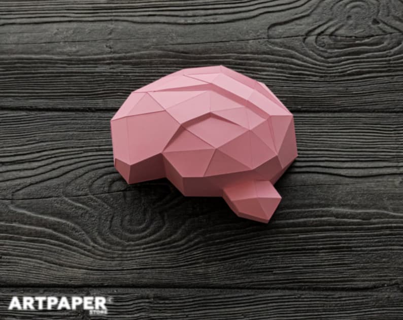 Papercraft Human Brain Trophy Valentines Day 3D Low Poly Paper - Etsy