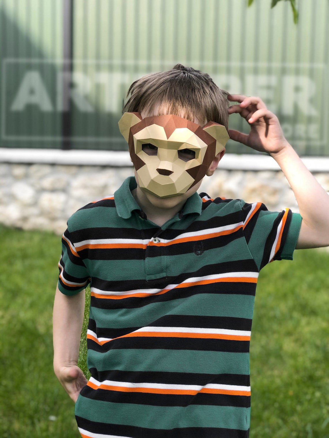 Papercraft MONKEY APE Mask Animal 3D Low Poly Paper Mask DIY | Etsy