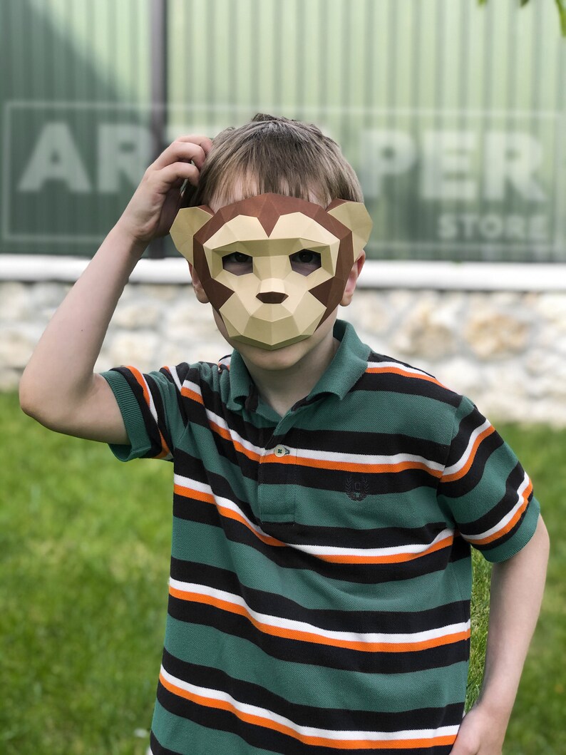 Papercraft MONKEY APE Mask Animal 3D Low Poly Paper Mask DIY | Etsy
