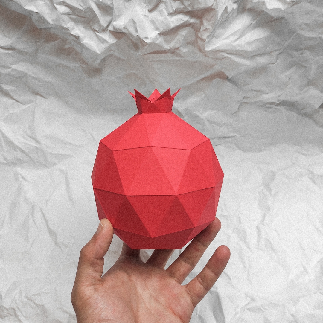 Papercraft Pomegranate Vegatable 3D Low Poly Paper Sculpture DIY Gift ...