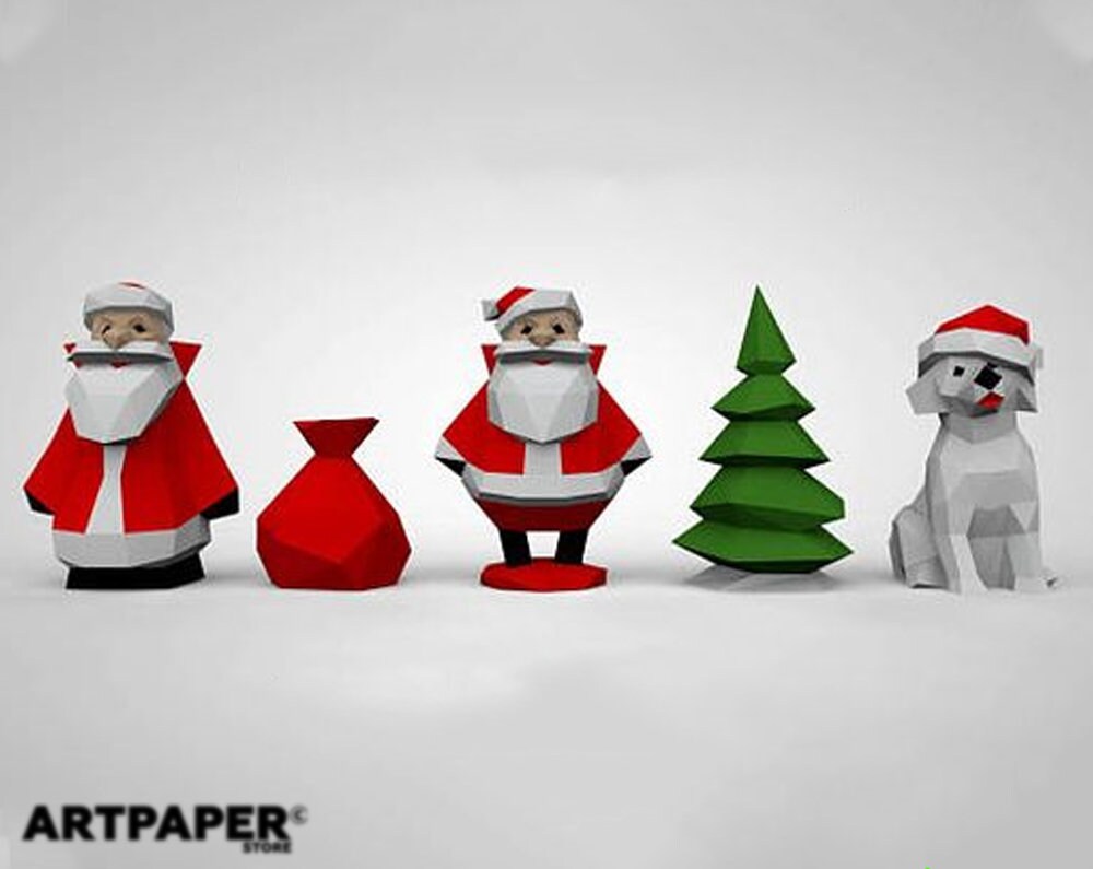 Papercraft SVG DXF Santa Claus Bag Toy 3D Low Poly Paper | Etsy