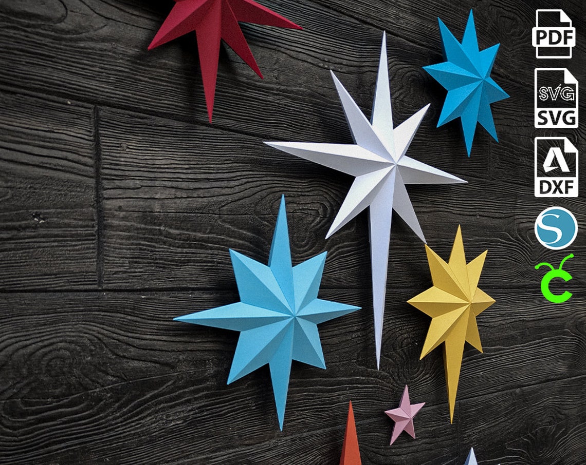 Papercraft Stars, Christmas Stars, Low Poly Stars, Papercraft Stars ...