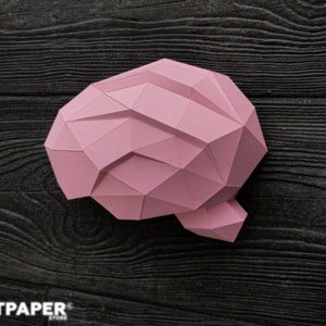 Papercraft Human Brain Trophy – 3D Low Poly Sculpture, Digital PDF ...
