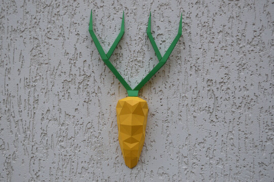 Papercraft Carrot Vegatable 3D Low Poly Paper Sculpture DIY Gift Wall ...