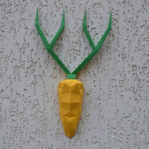 Papercraft Carrot Vegatable 3D Low Poly Paper Sculpture DIY Gift Wall ...