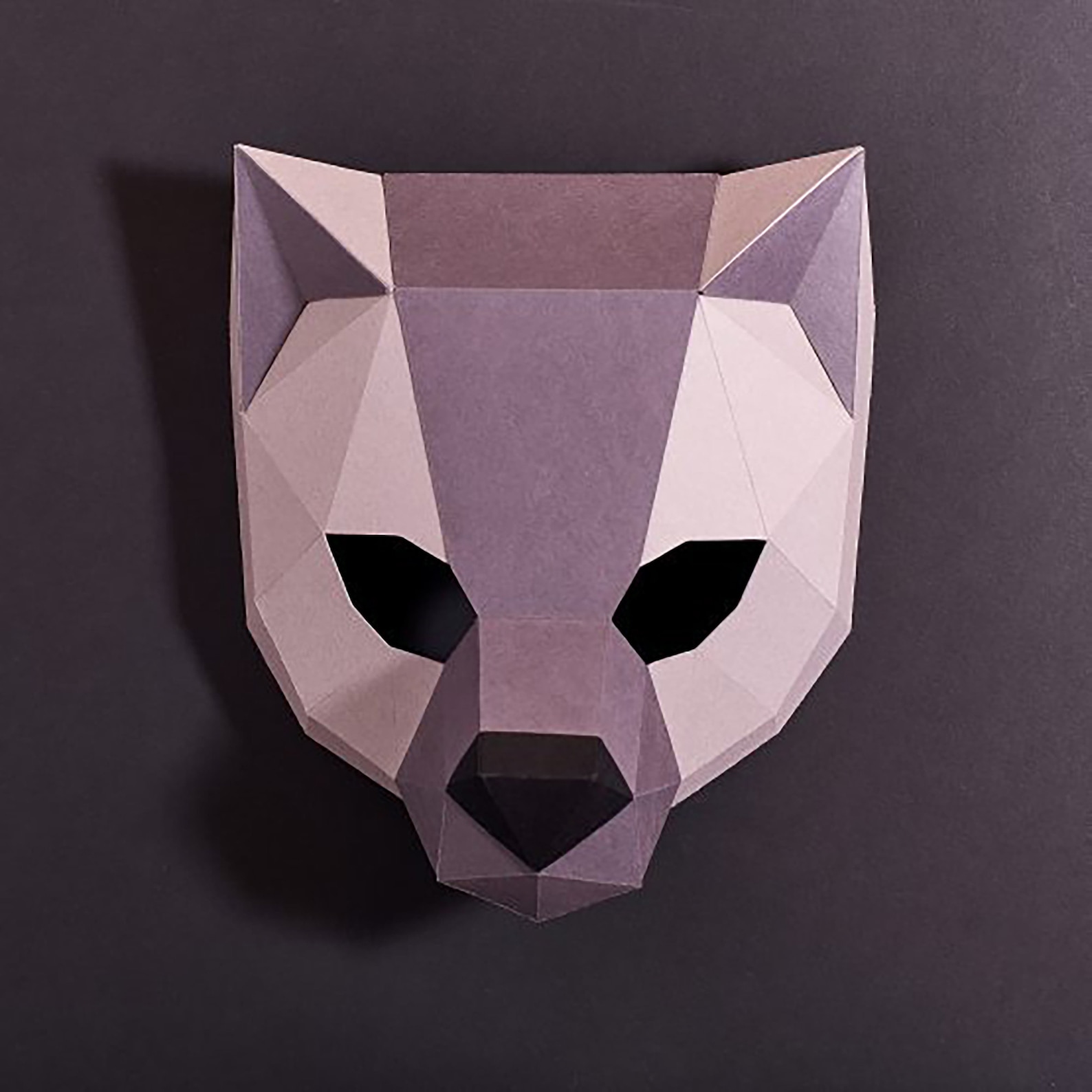 Papercraft Wolf Half Mask Animal 3D Low Poly Paper Sculpture - Etsy
