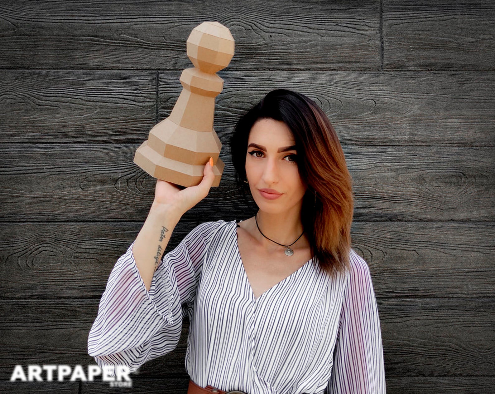 Papercraft chess pawn template paper chess 3D Low Poly Paper | Etsy