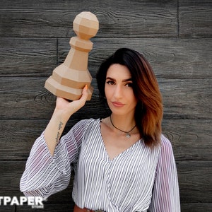 Papercraft Chess Pawn Template Paper Chess 3D Low Poly Paper Sculpture ...