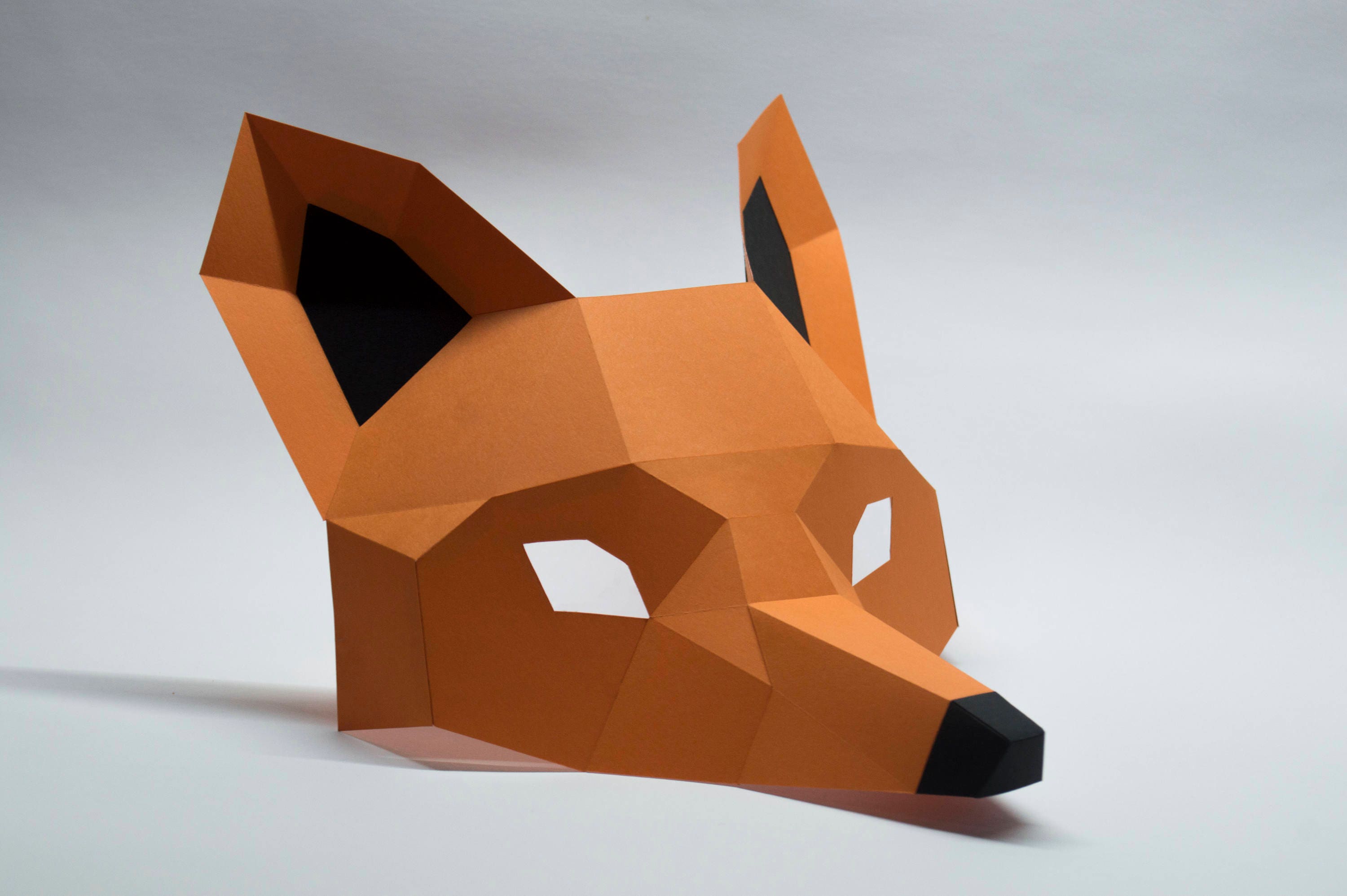 Papercraft Fox Half Mask: 3D Low Poly DIY Sculpture (PDF Pattern) - Etsy