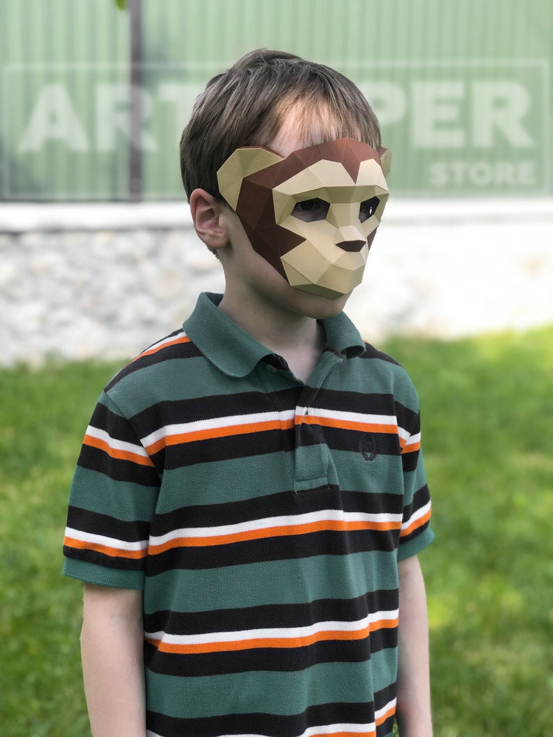 Papercraft MONKEY APE Mask Animal 3D Low Poly Paper Mask DIY | Etsy