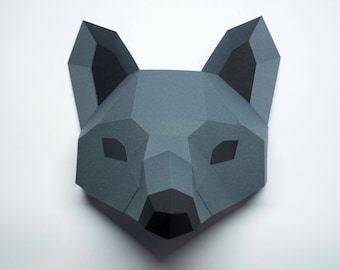Papercraft Wolf Fox Half Mask 3D Low Poly Paper Sculpture DIY | Etsy