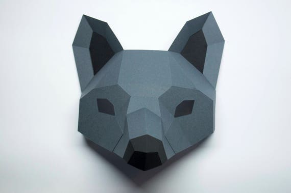 Papercraft Wolf Half Mask Animal 3D Low Poly Paper Sculpture | Etsy