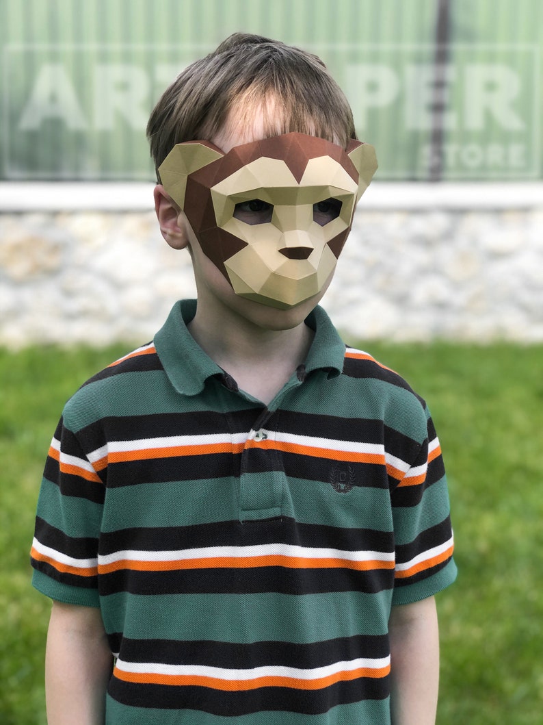 Papercraft MONKEY APE Mask Animal 3D Low Poly Paper Mask DIY | Etsy